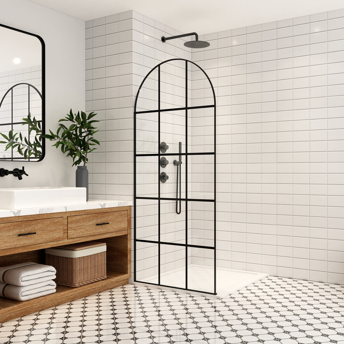 Aranaz 34 W x 78 H Fixed Single Panel Frameless Shower Door in Matte Vinnova Design
