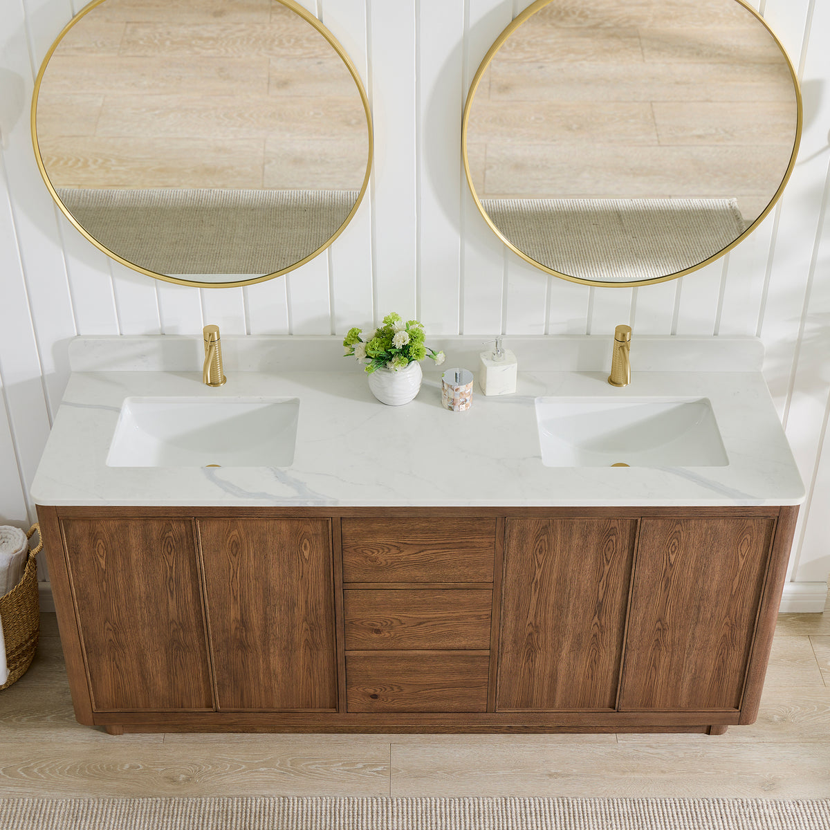 Cairo 72" Floating Double Bath Vanity in Washed Ash Grey with Fish Maw ...